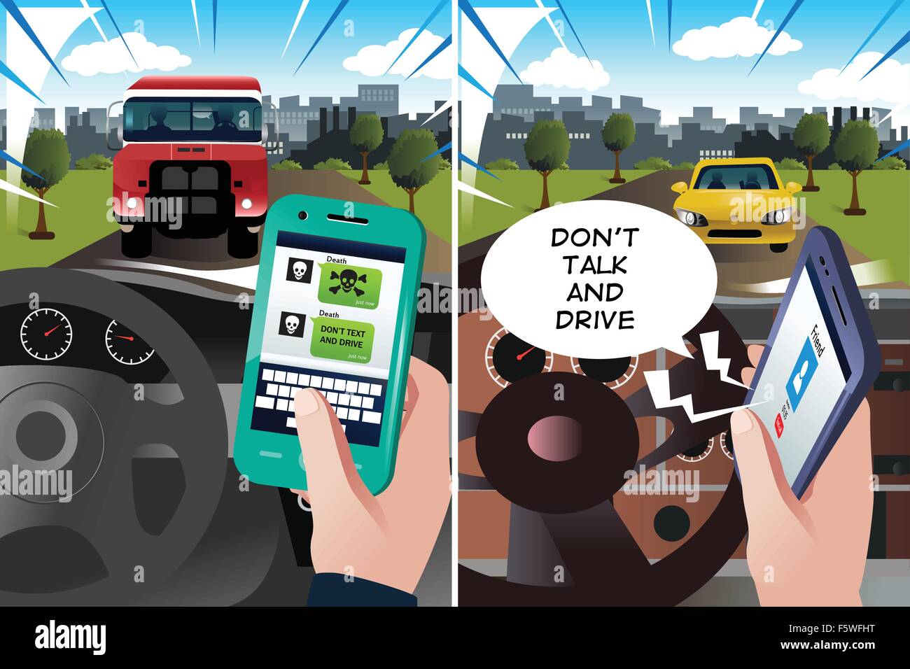 Talking while driving Stock Vector Images - Alamy