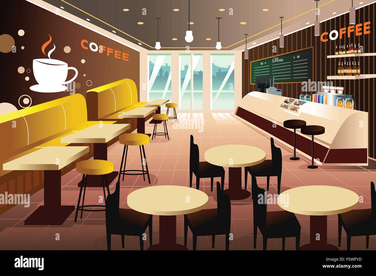 Empty cafe interior coffee Stock Vector Images - Alamy