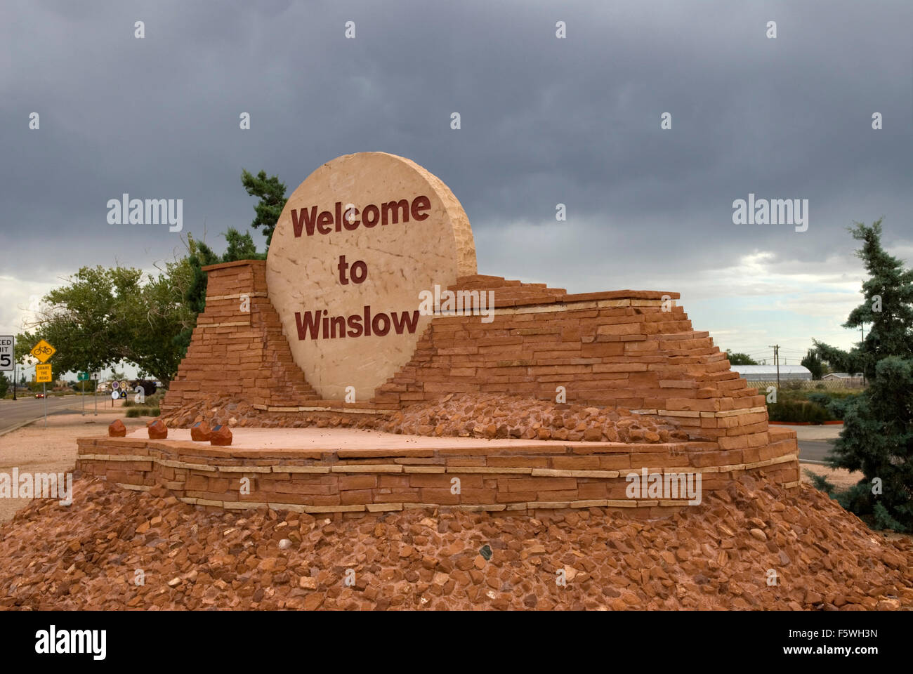 Welcome to Winslow sign Arizona USA Stock Photo - Alamy