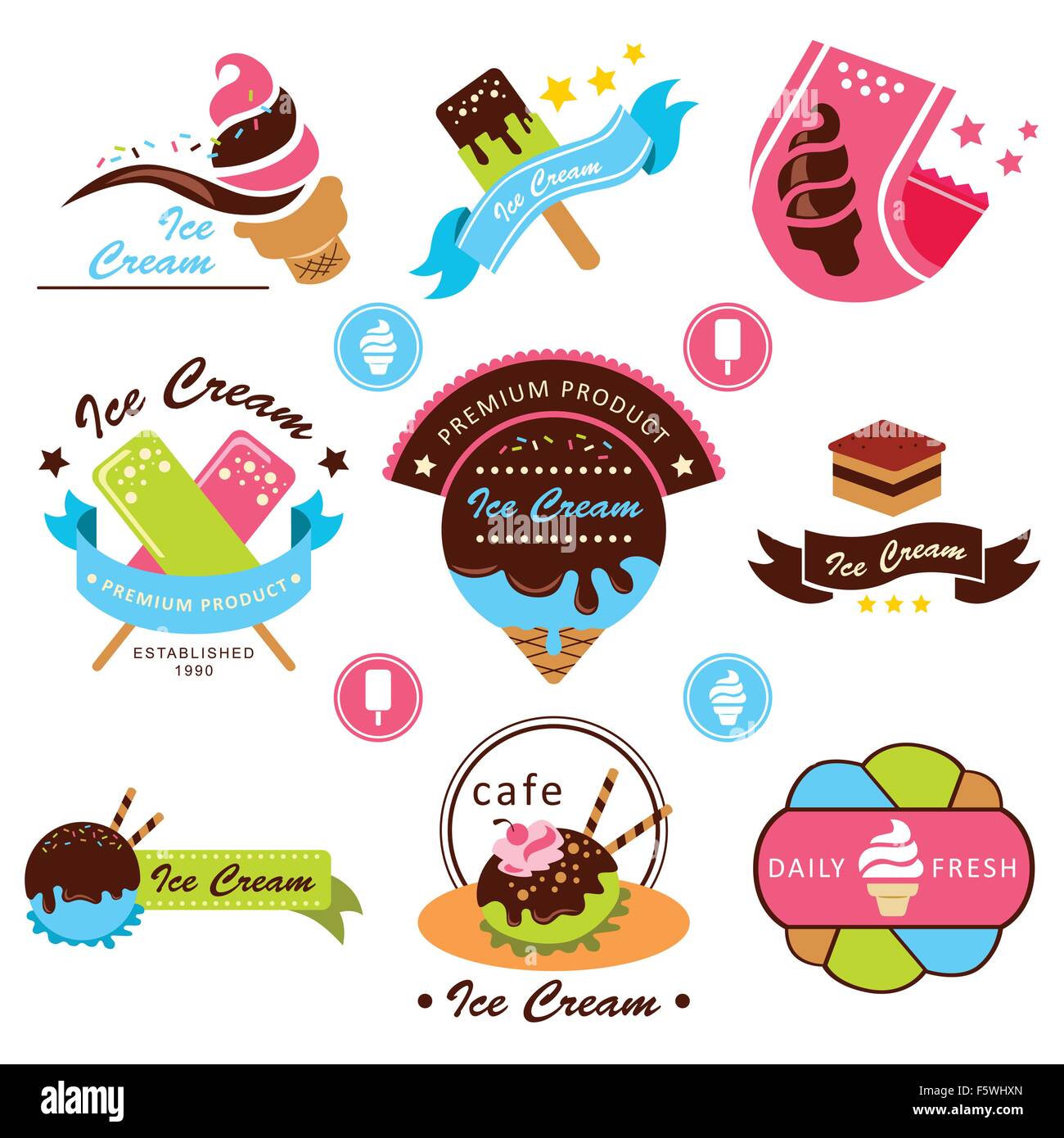 A vector illustration of ice cream label designs Stock Vector Image ...