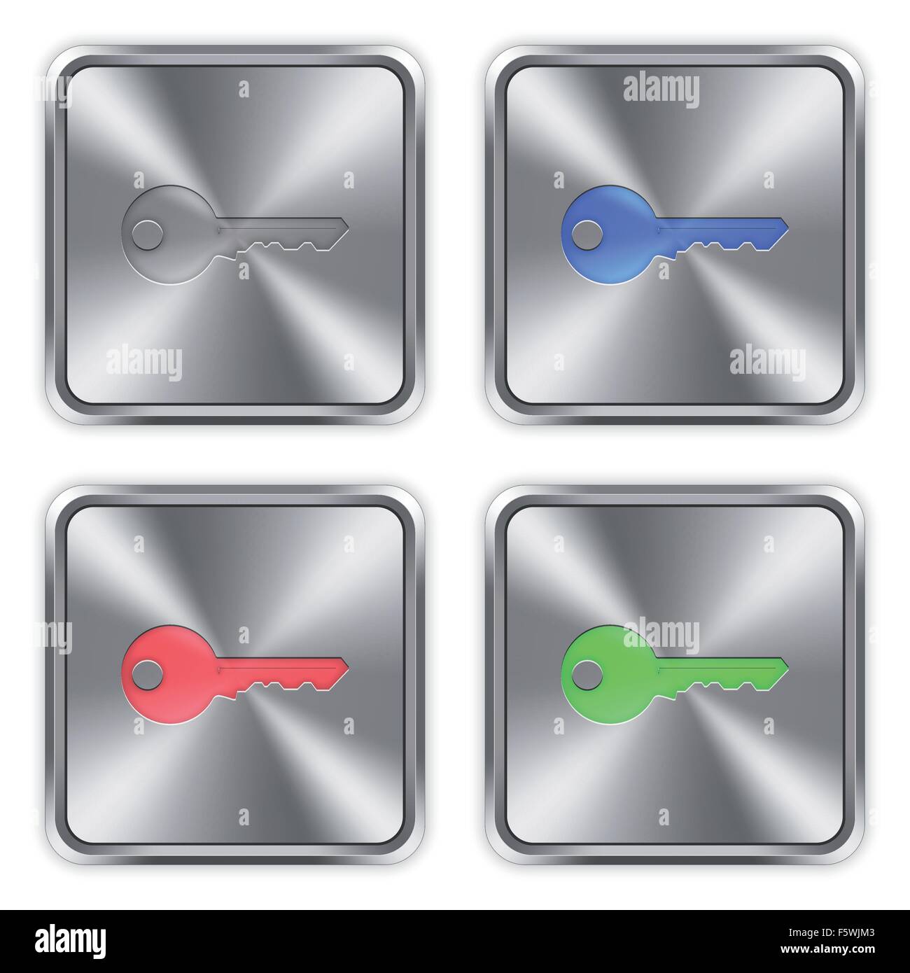 Color key icons engraved in glossy steel push buttons. Well organized ...
