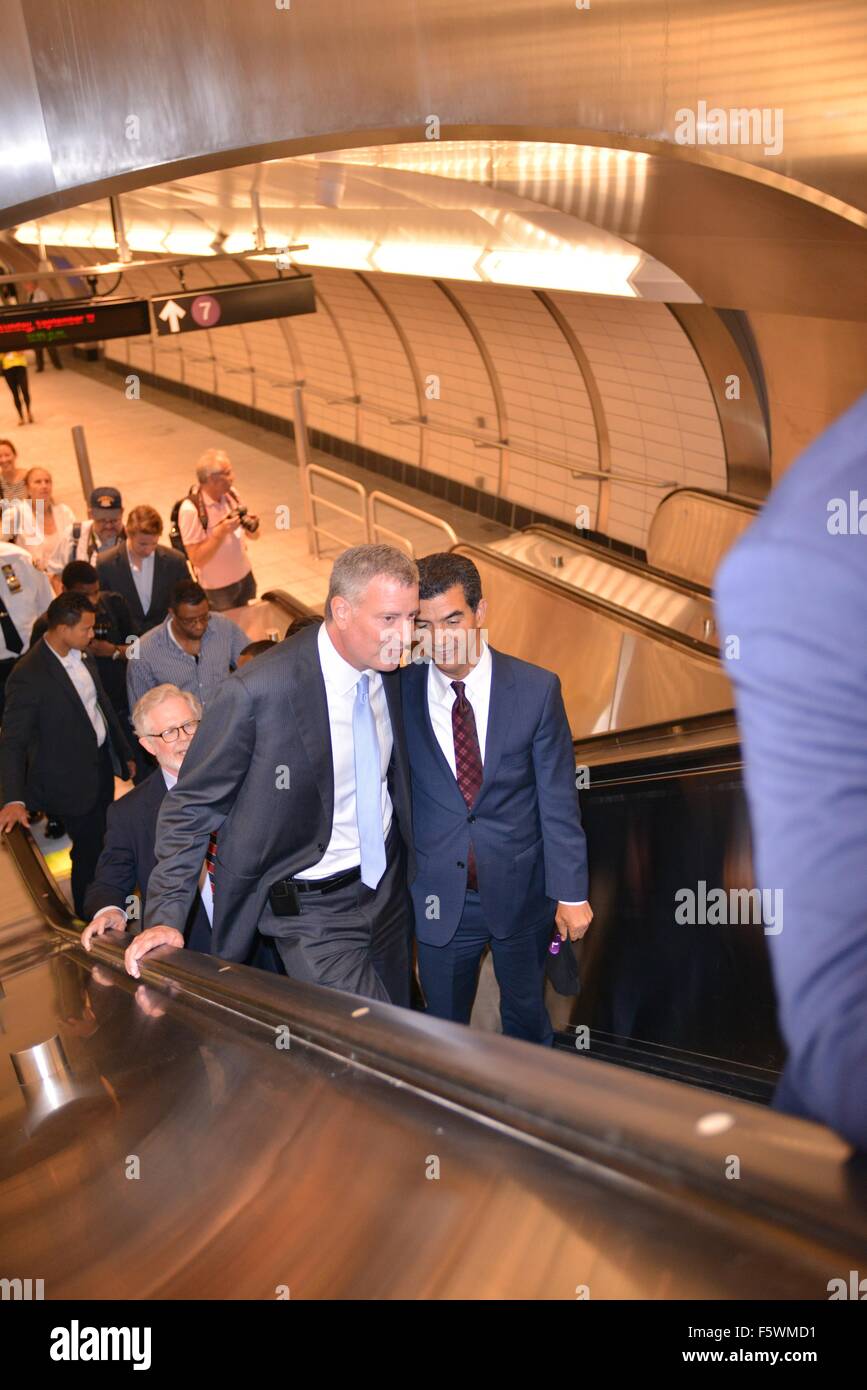 Mayor Deblasio opens the 7 train Extension Featuring: Mayor Deblasio ...