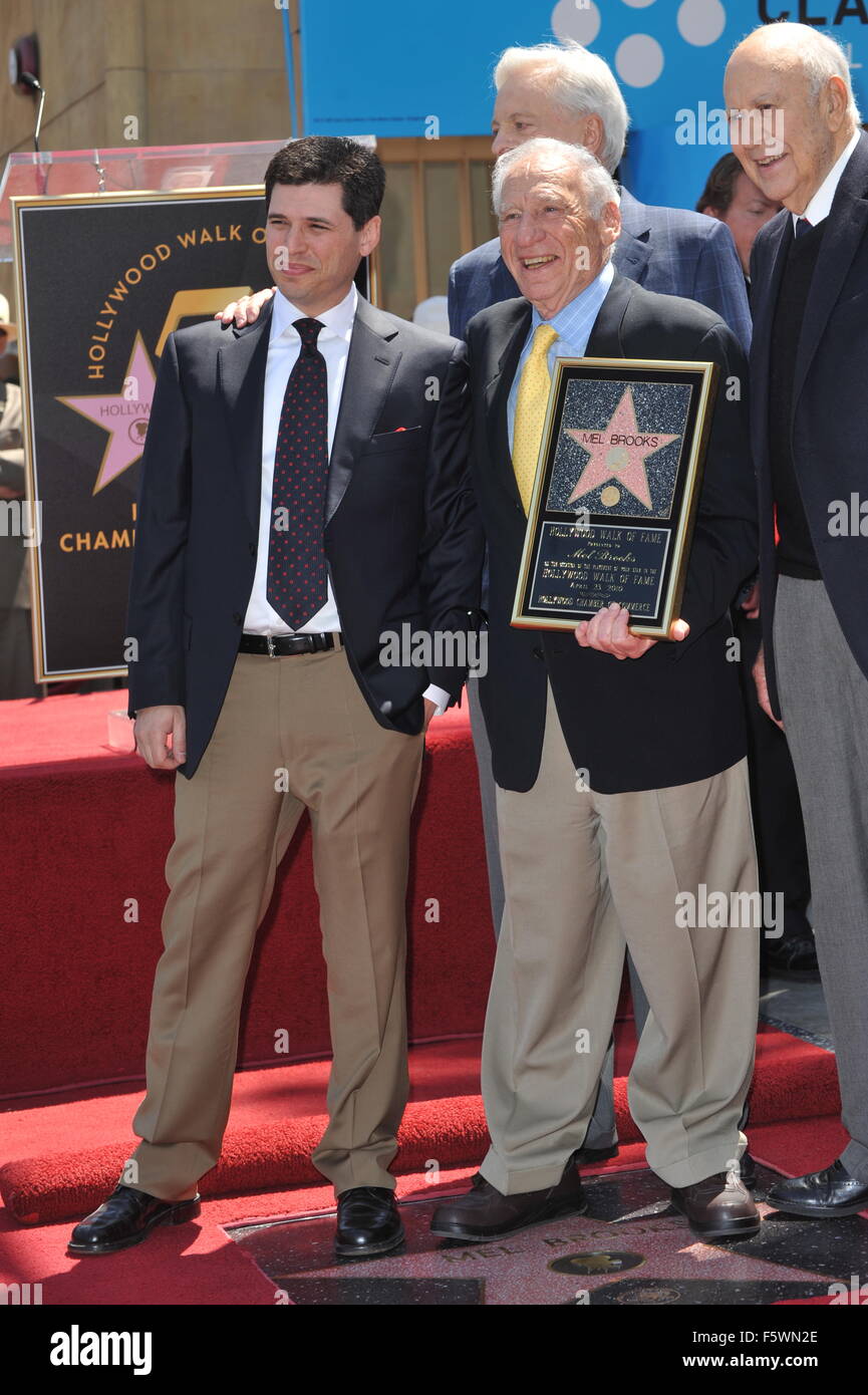 LOS ANGELES, CA - APRIL 23, 2010: Mel Brooks & son Max on Hollywood ...