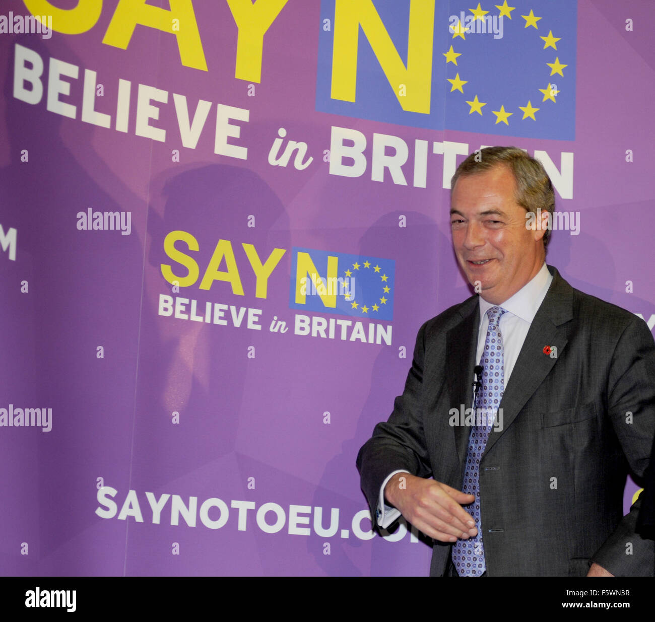Leader of the UK Independence Party Nigel Farage MEP on stage at the ...