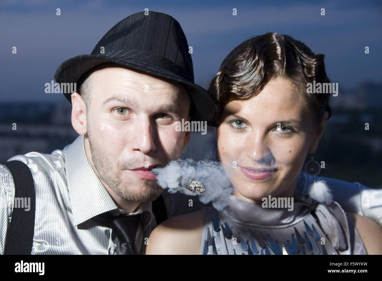 Young retro couple Stock Photo - Alamy