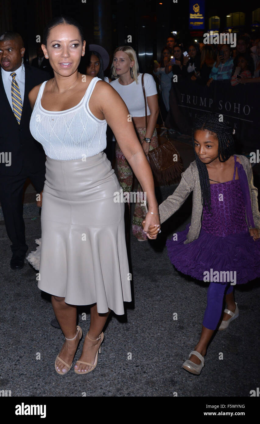 Mel B and her family outside Trump SoHo New York Hotel Featuring: Mel B ...