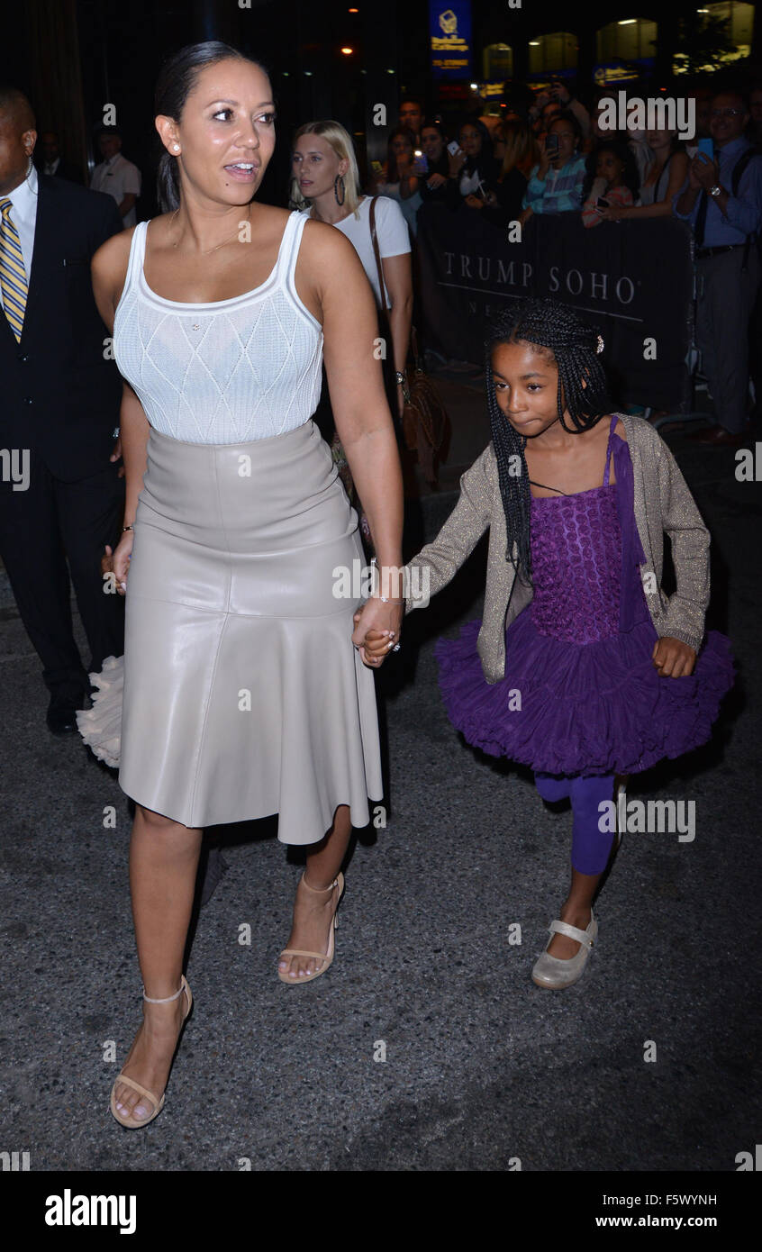 Mel B and her family outside Trump SoHo New York Hotel Featuring: Mel B ...