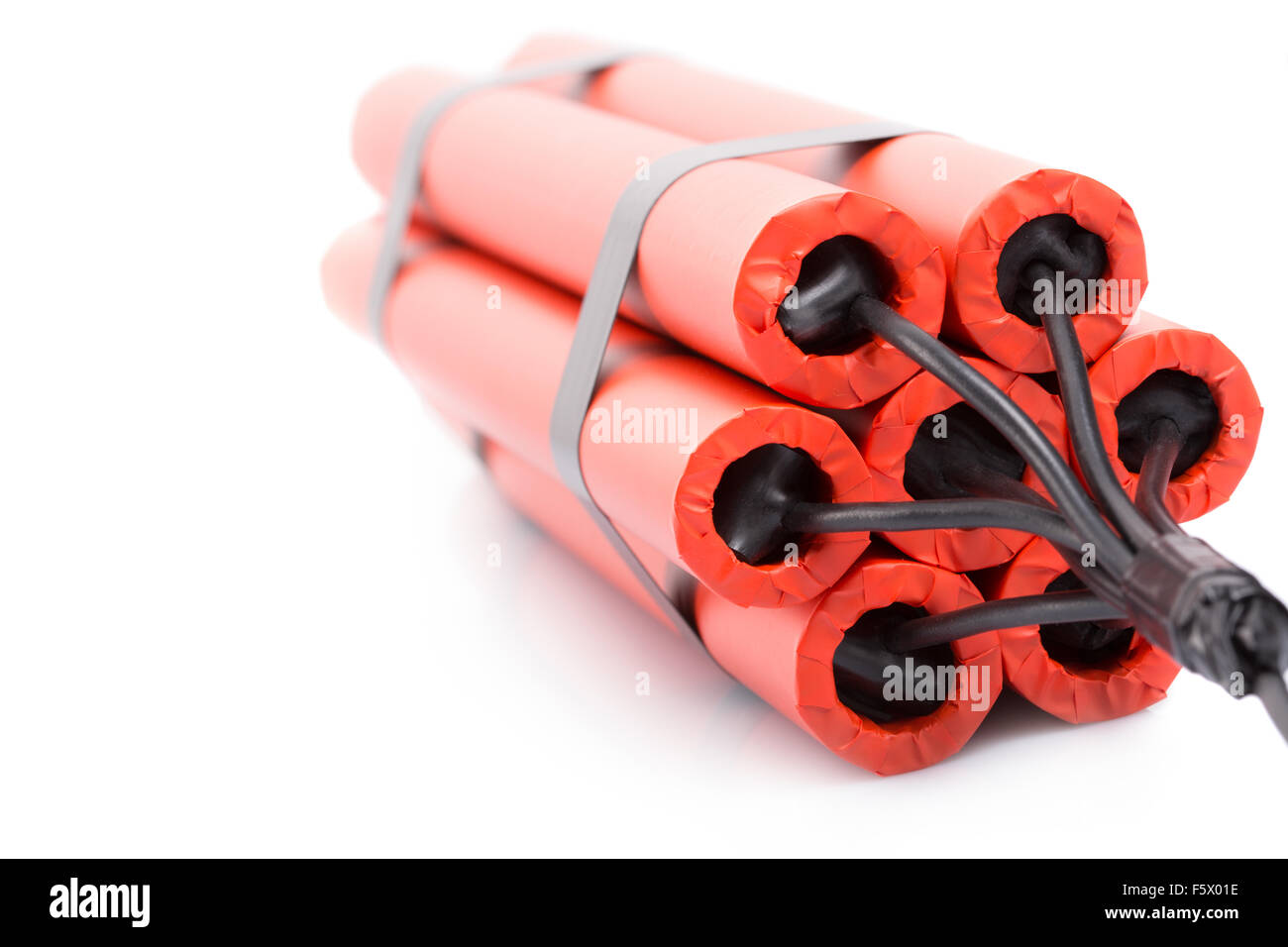 Red explosives isolated over white background shot Stock Photo - Alamy