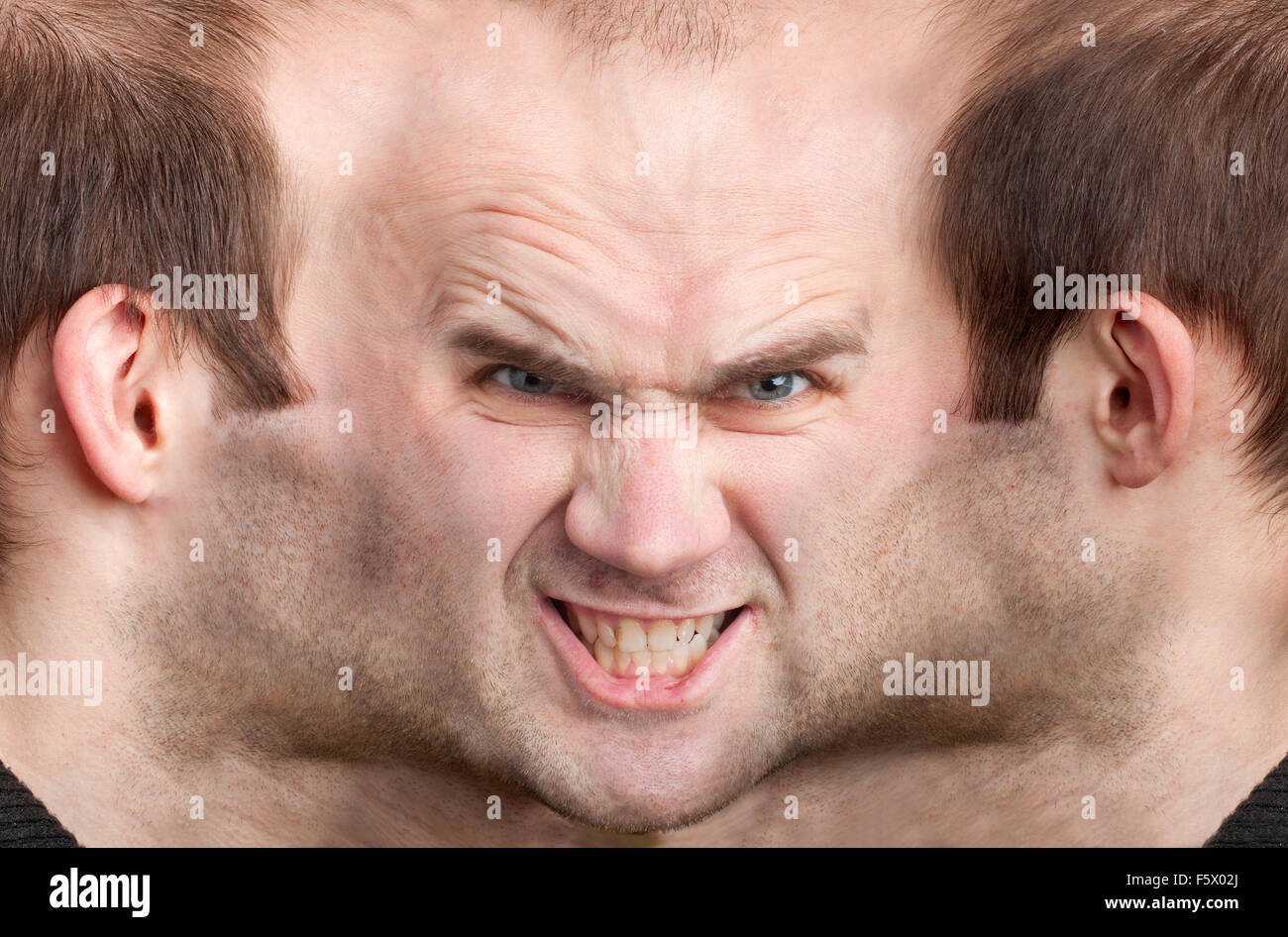 A panoramic face of very malicious man Stock Photo - Alamy