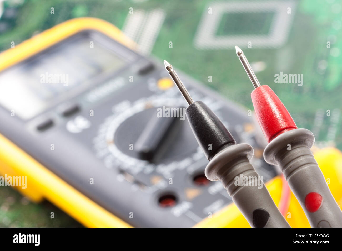 Closeup view of probes of the multimeter Stock Photo - Alamy