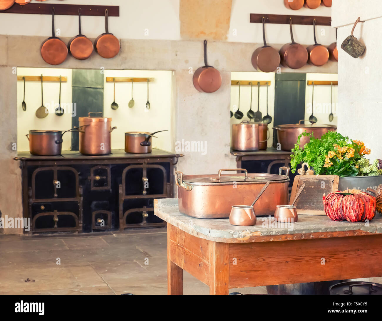 Kitchen interior with vintage kitchenware Stock Photo - Alamy