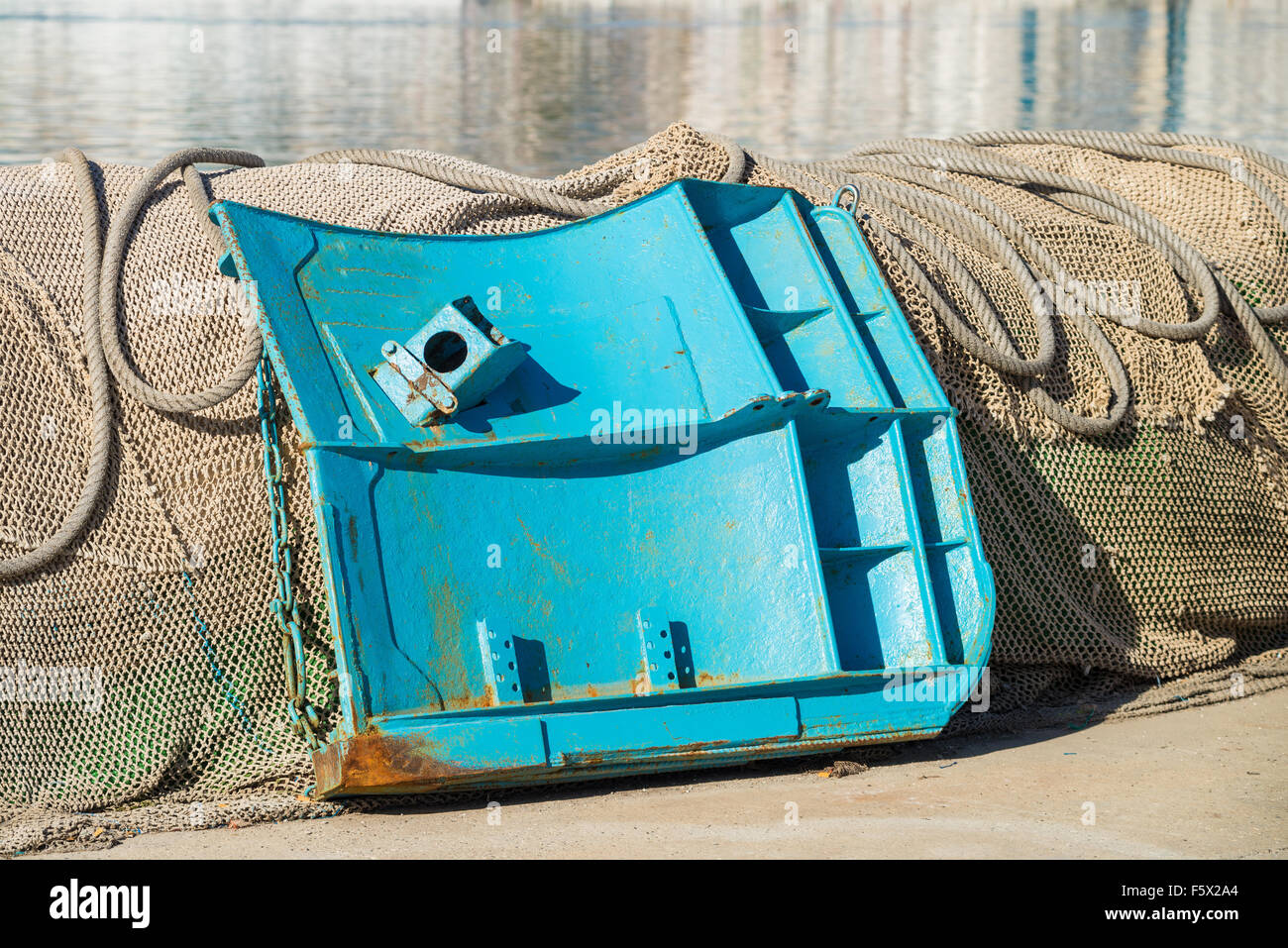 Assorted equipment for trawlers on a fishing harbor pier Stock Photo ...