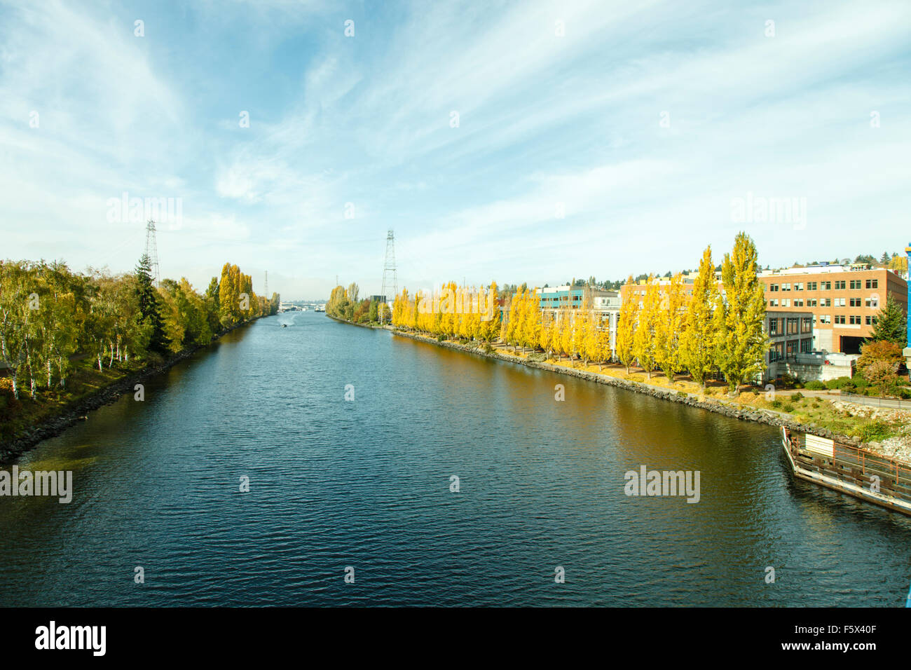 The Fremont Cut looking West from Fremont Bridge, Seattle, Washington ...