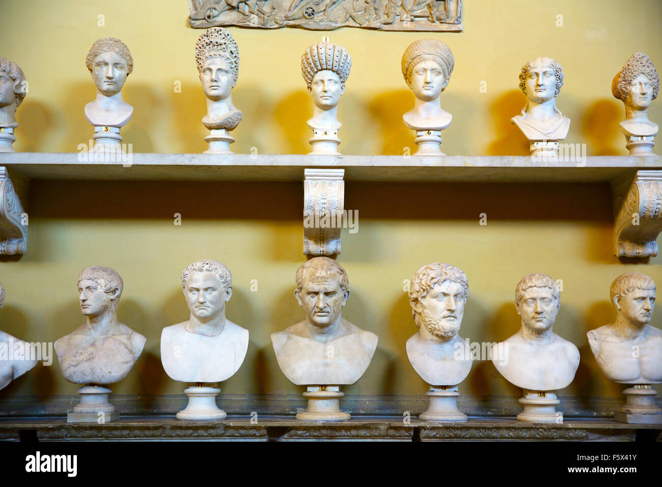 Busts standing in the Museum of Chiaramonti in the Vatican Museum Stock ...