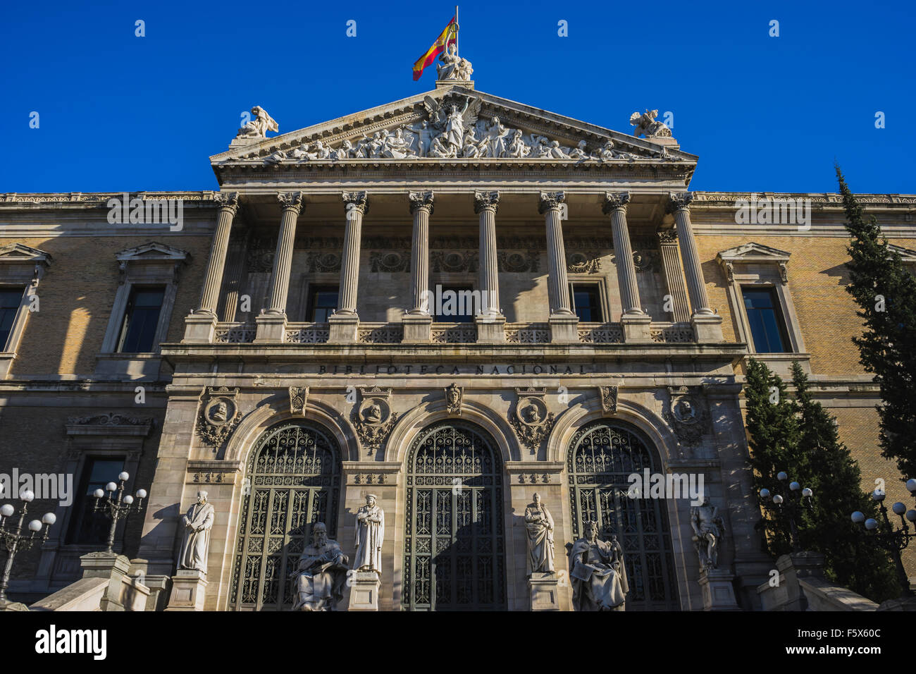 Main entrance, National Library of Madrid, Spain. architecture and art ...