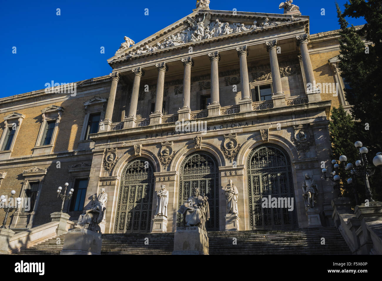National Library of Madrid, Spain. architecture and art Stock Photo - Alamy