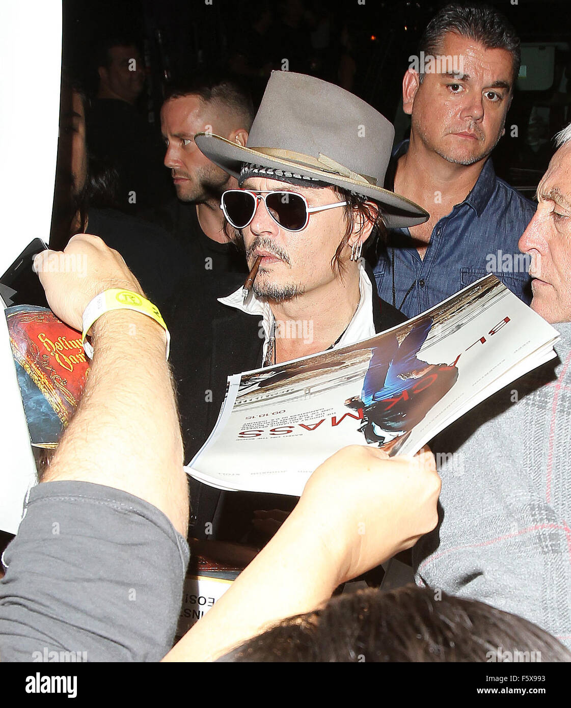 Johnny Depp greets fans outside the Roxy in Hollywood Featuring: Johnny ...