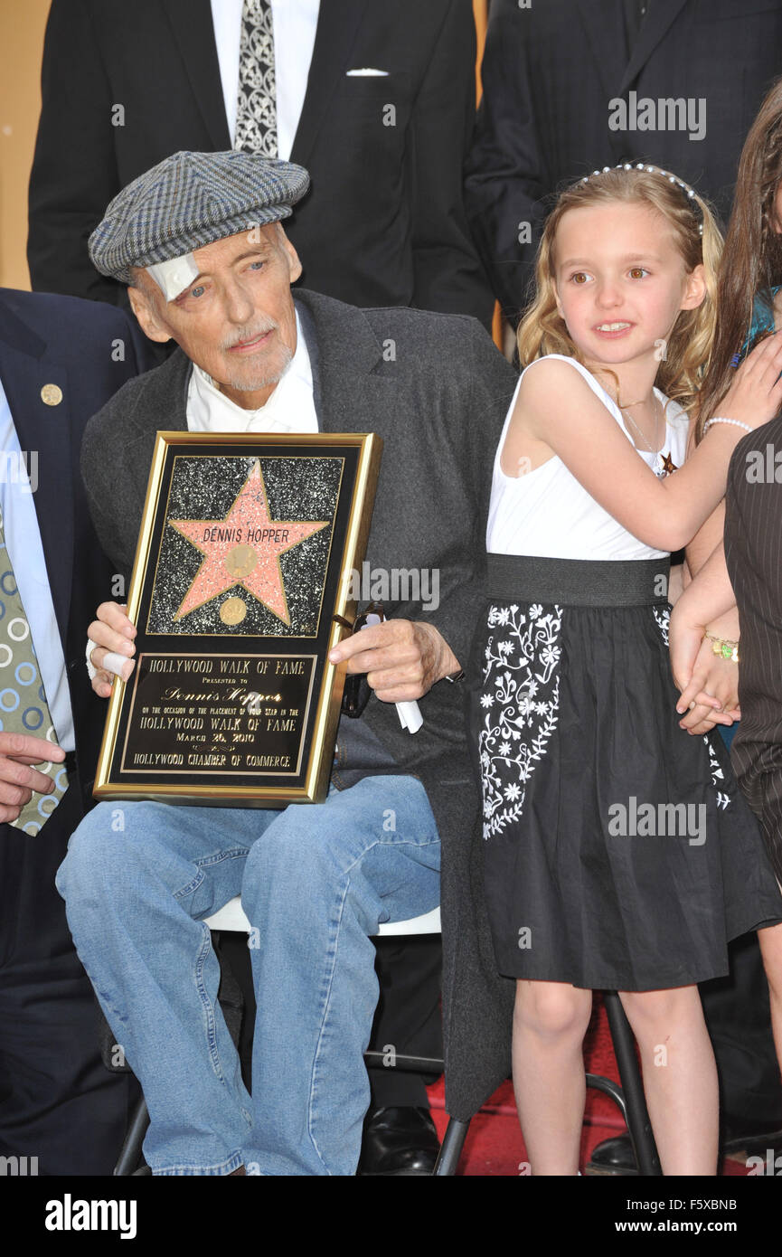 LOS ANGELES, CA - MARCH 26, 2010: Actor Dennis Hopper & daughter Galen ...