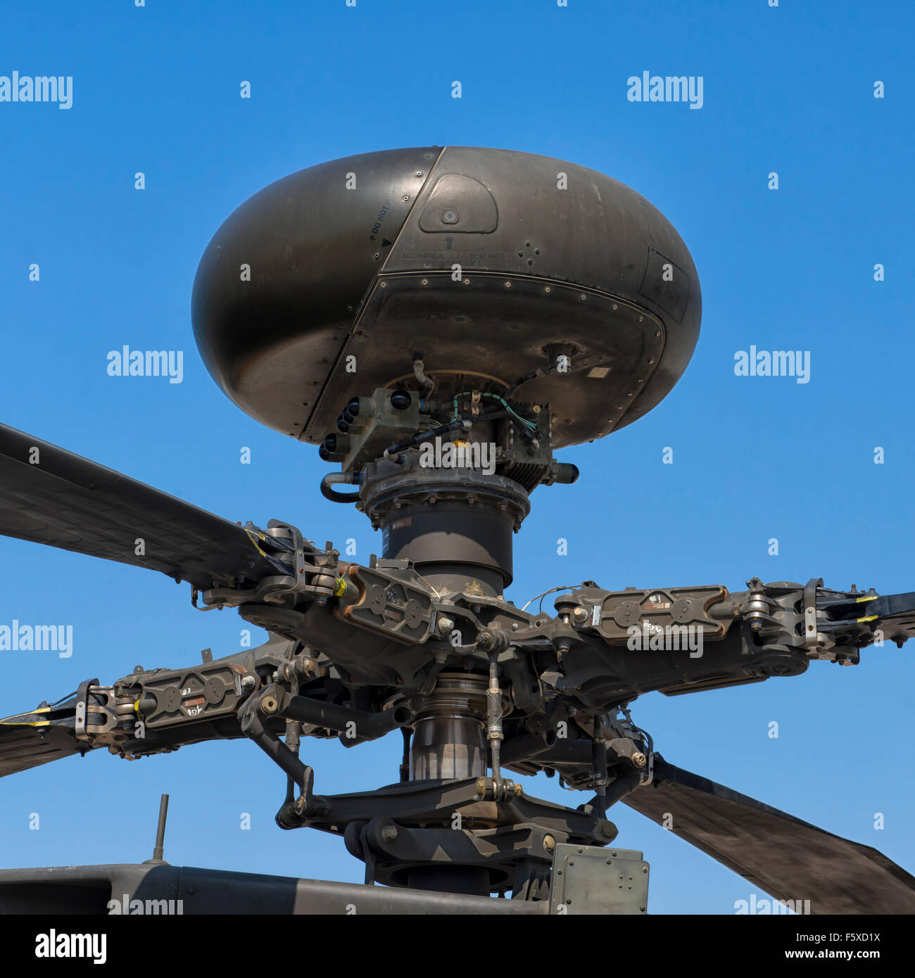 AH-64 Apache Attack Helicopter Fire Control Radar at Dubai Air Show 2015 in Dubai, UAE Stock ...