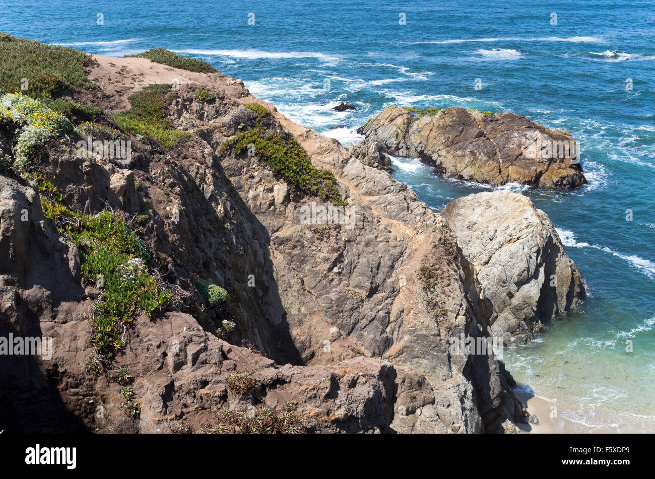 bodega head peninsula off pacific coast and rocky shoreline at sonoma ...