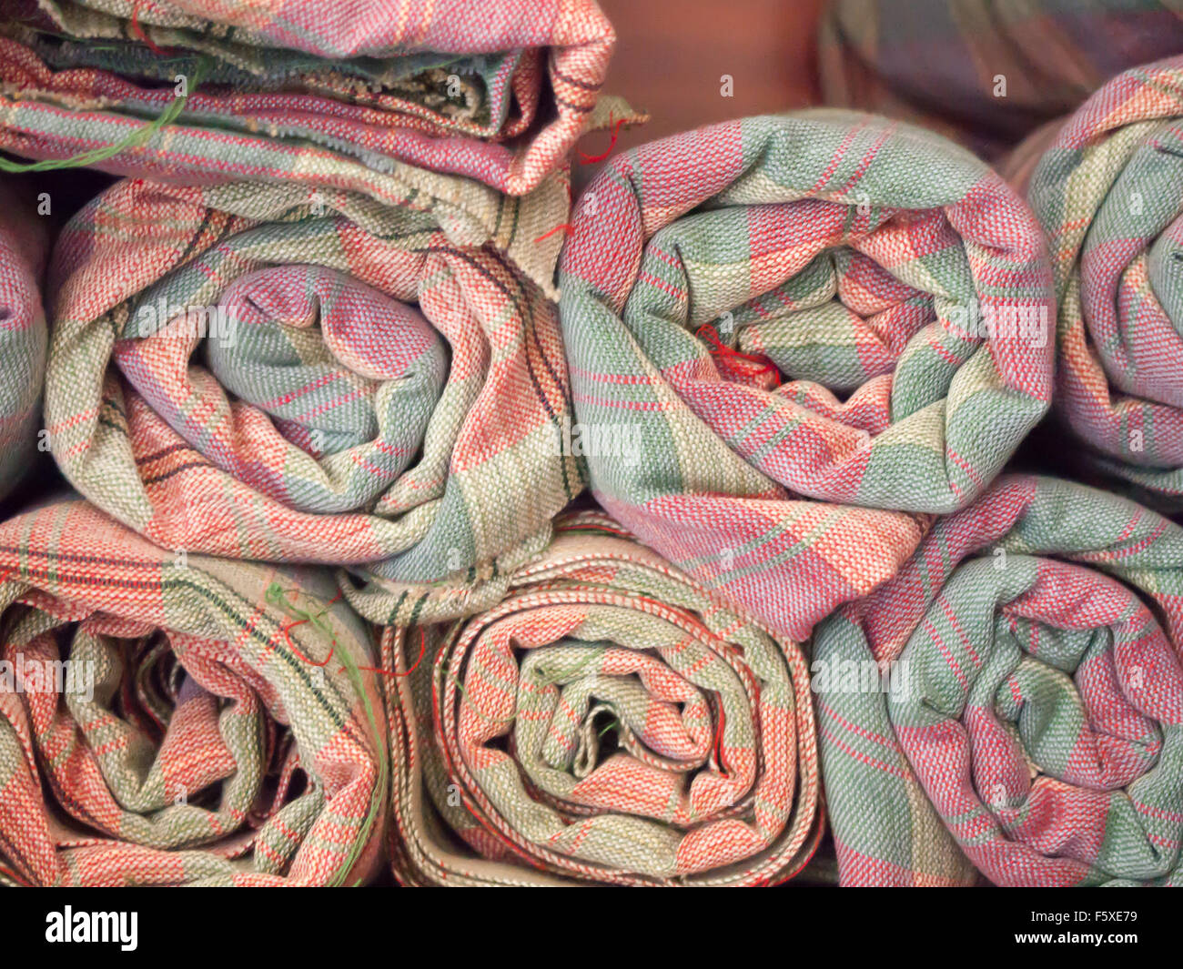 Pinky local woven fabric products , Thailand Stock Photo - Alamy