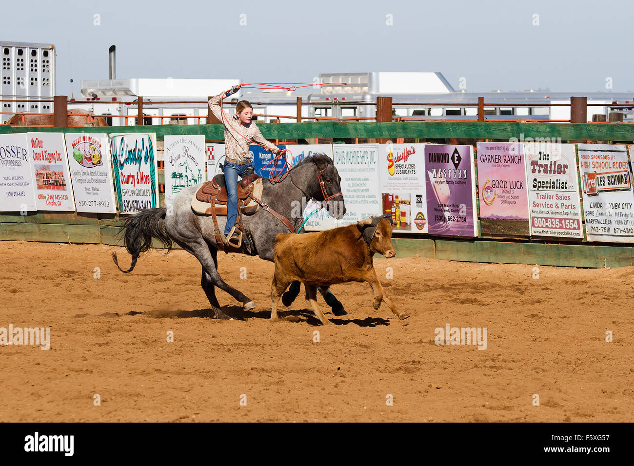 Youth compete in a NSRA youth rodeo in Lincoln, California Stock Photo ...