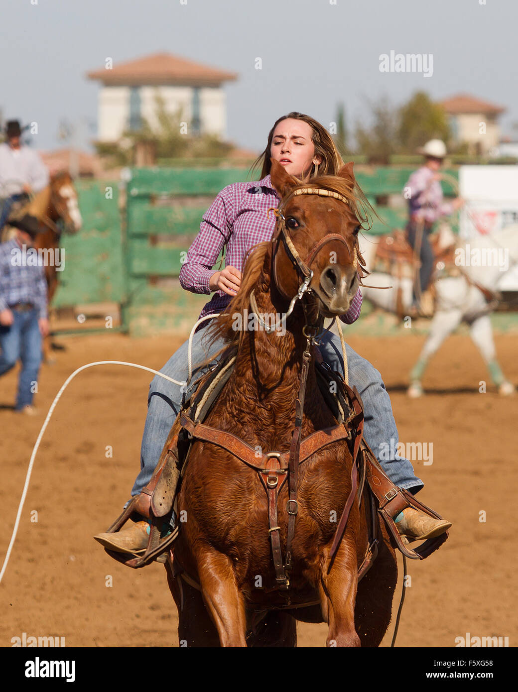 Youth compete in a NSRA youth rodeo in Lincoln, California Stock Photo ...