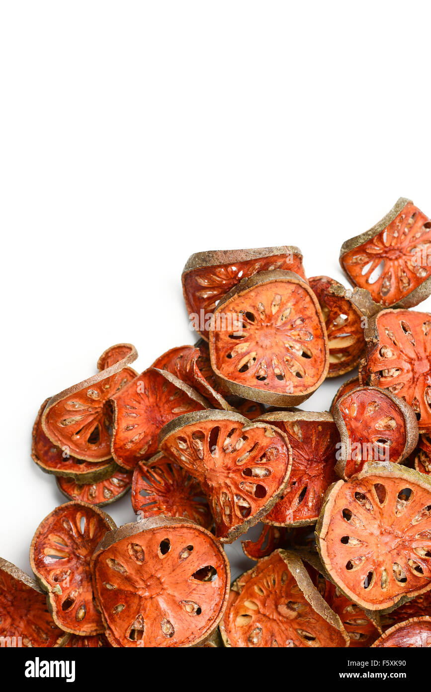 dried quince on white background Stock Photo - Alamy