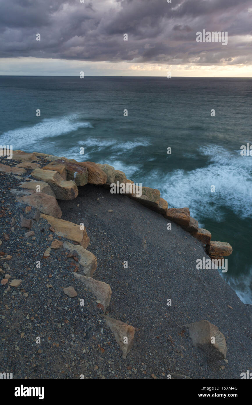 Alum workings in the crumbling cliffs at Kettleness on the Yorkshire ...