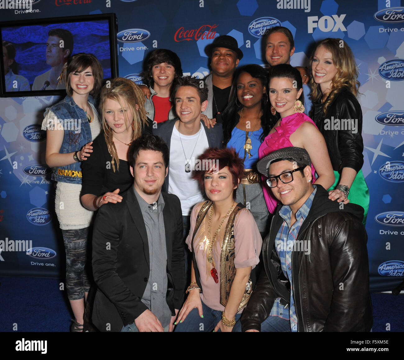 LOS ANGELES, CA - MARCH 11, 2010: American Idol Final 12 contestants at ...