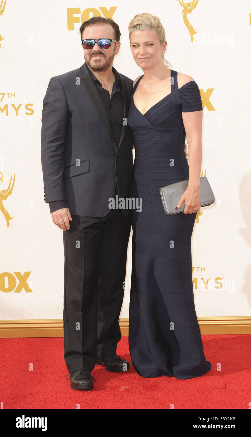 The 67th Emmy Awards arrivals Featuring: Jane Fallon, Ricky Gervais ...