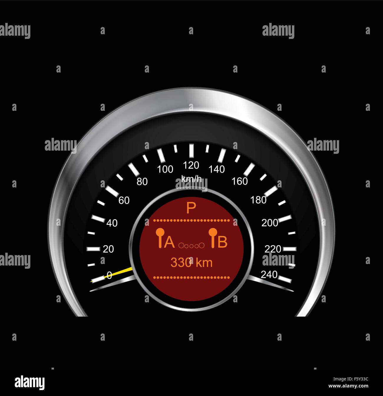Abstract illustration of metal speedometer. Vector background Stock ...