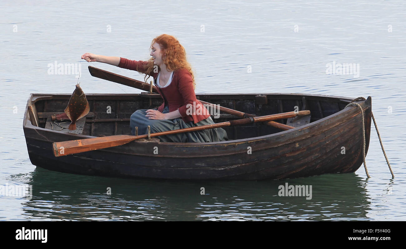 Eleanor Tomlinson who plays Demelza BBC drama Poldark being filmed in ...