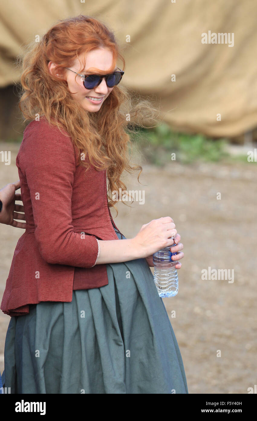 Eleanor Tomlinson who plays Demelza BBC drama Poldark being filmed in ...