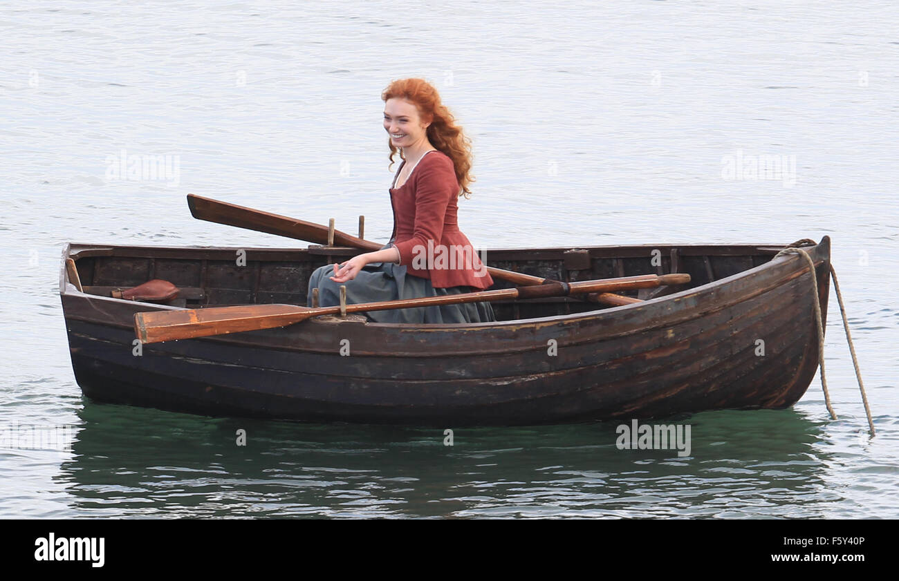Eleanor Tomlinson who plays Demelza BBC drama Poldark being filmed in ...
