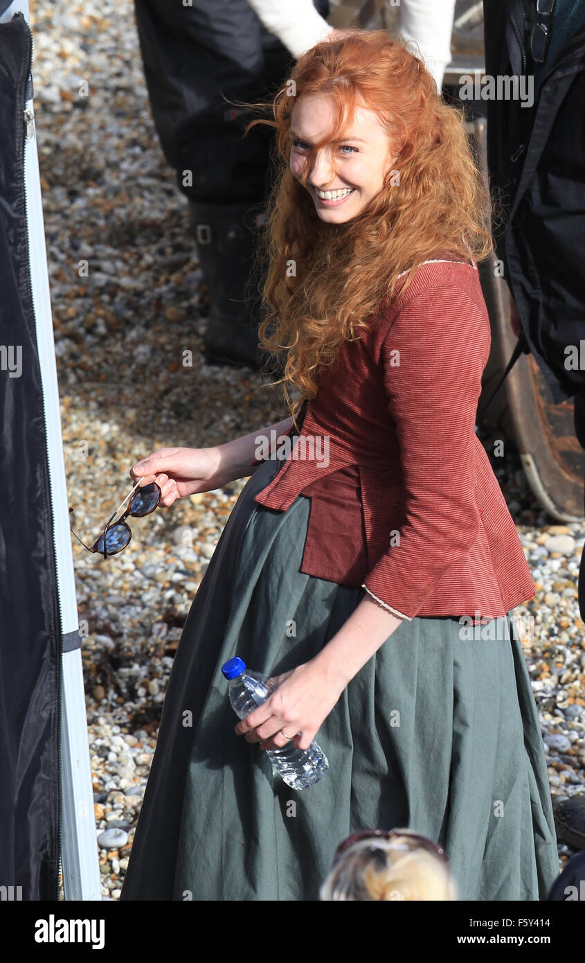 Eleanor Tomlinson who plays Demelza BBC drama Poldark being filmed in ...