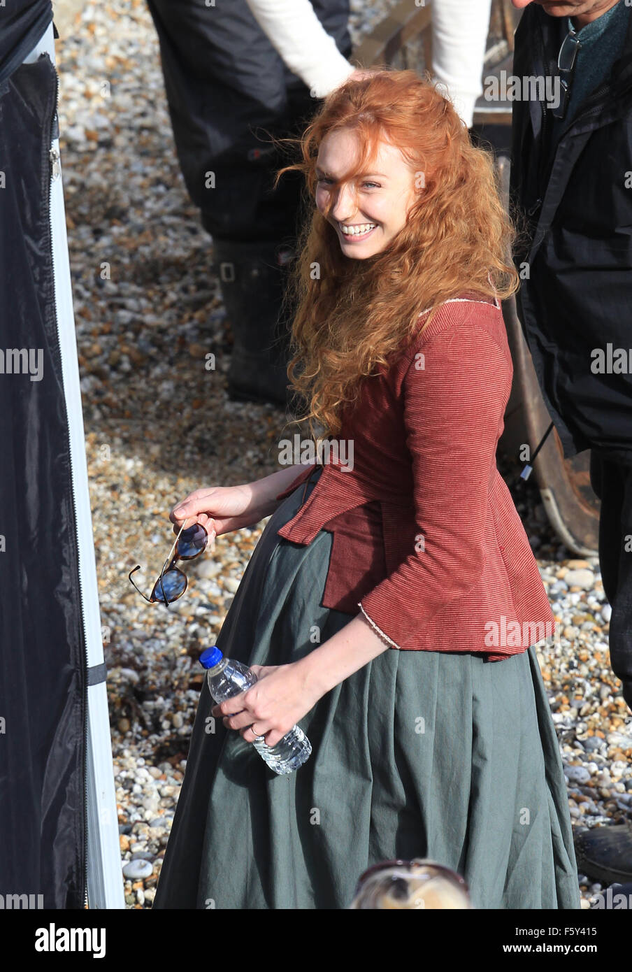 Eleanor Tomlinson who plays Demelza BBC drama Poldark being filmed in ...
