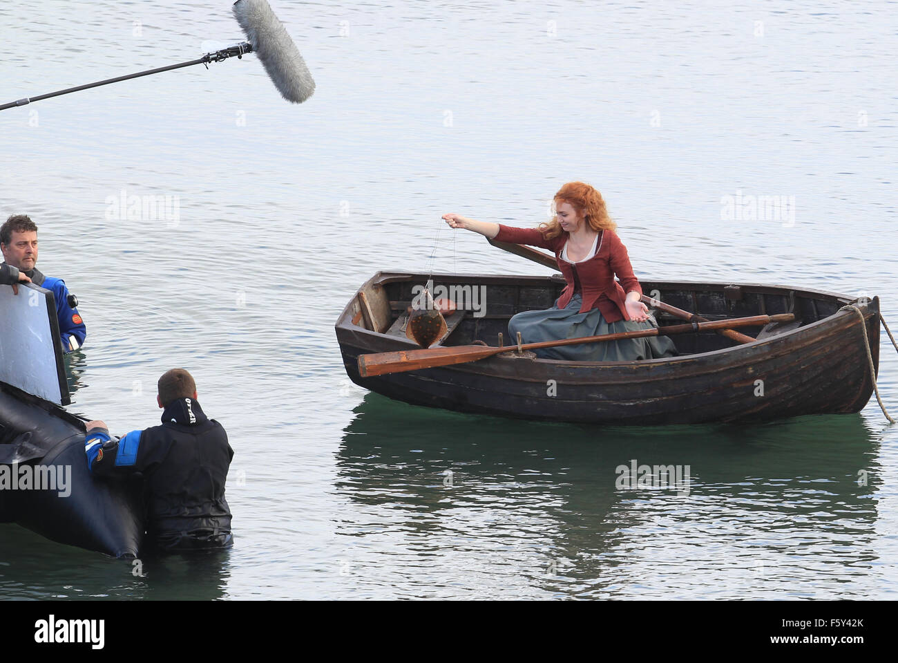 Eleanor Tomlinson who plays Demelza BBC drama Poldark being filmed in ...