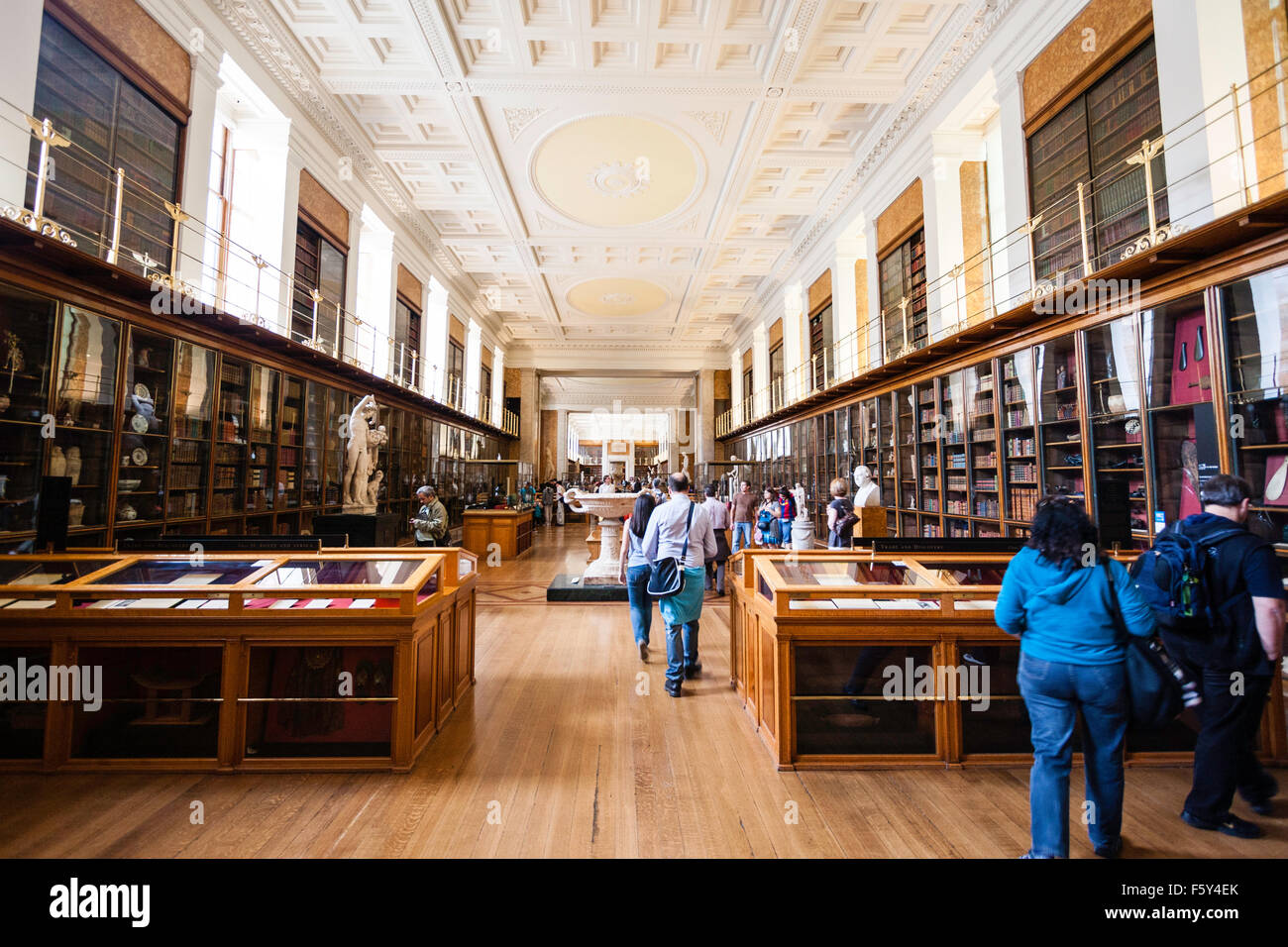British Museum. Interior. Visitors in the Enlightenment Gallery, a long ...