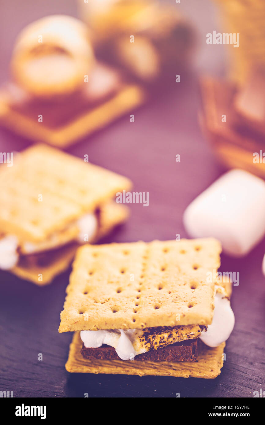 Freshly toasted smores with large white marshmallows Stock Photo - Alamy