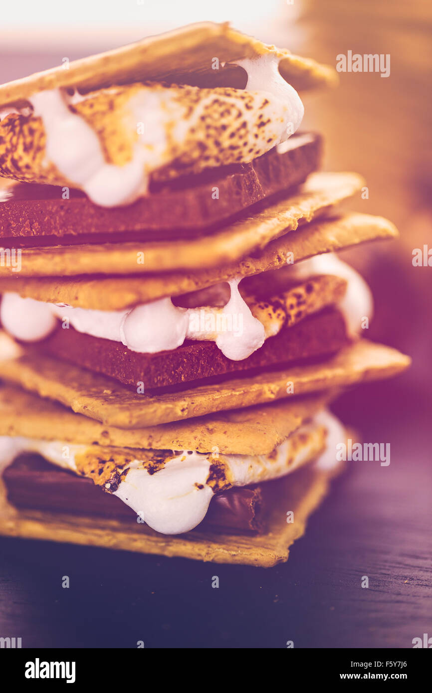 Freshly toasted smores with large white marshmallows Stock Photo - Alamy