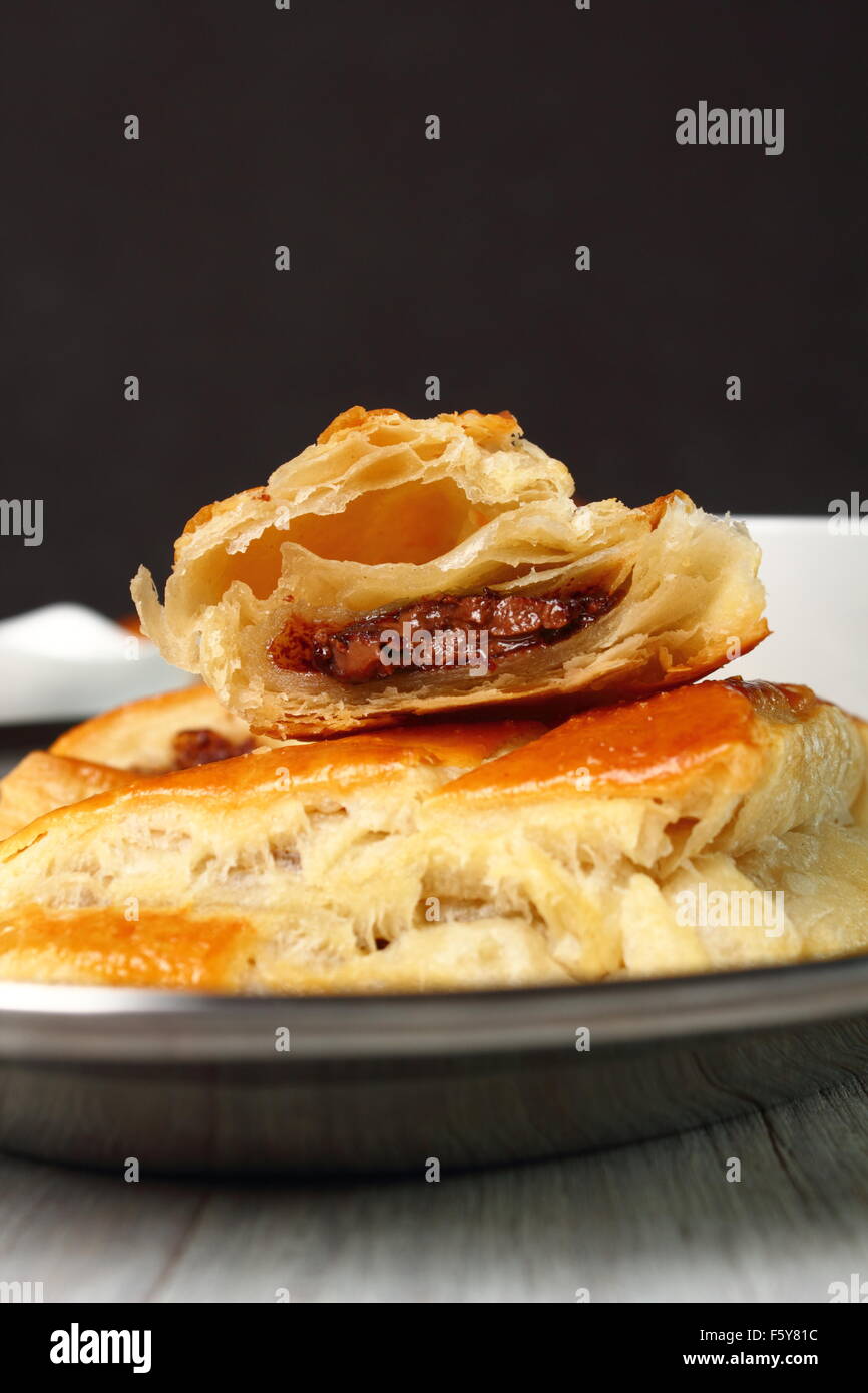 Chocolate Croissants with Puff Pastry Stock Photo - Alamy