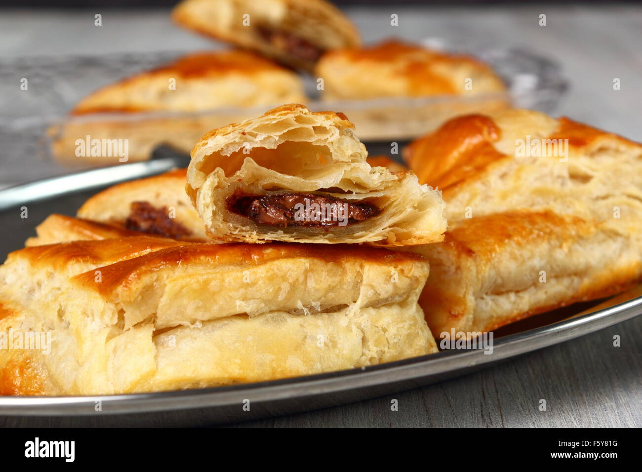 Chocolate Croissants with Puff Pastry Stock Photo - Alamy
