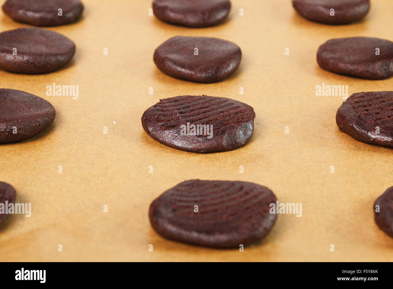 Raw cookies before baking. Making Chocolate Cookies Stock Photo - Alamy