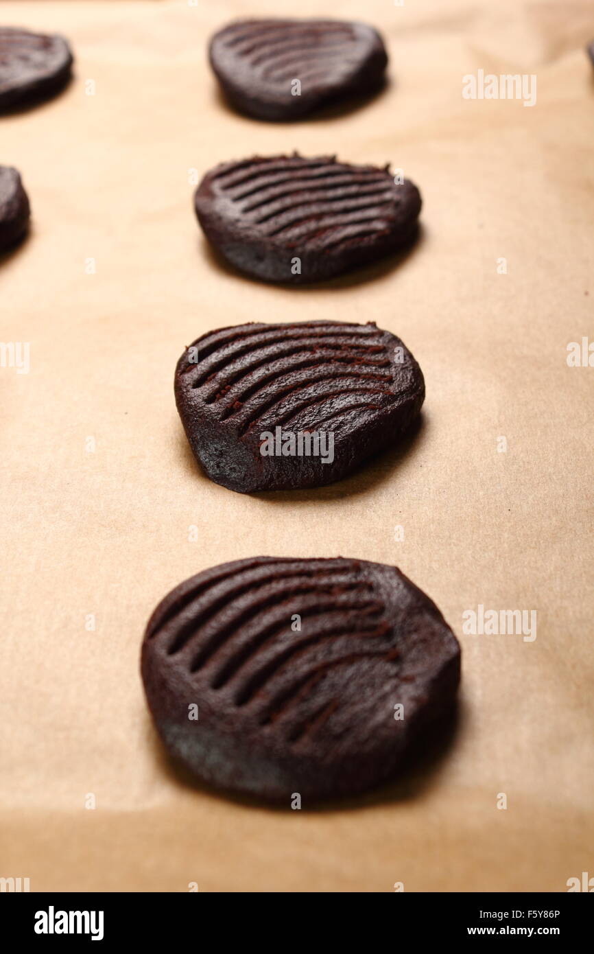 Raw cookies before baking. Making Chocolate Cookies Stock Photo - Alamy