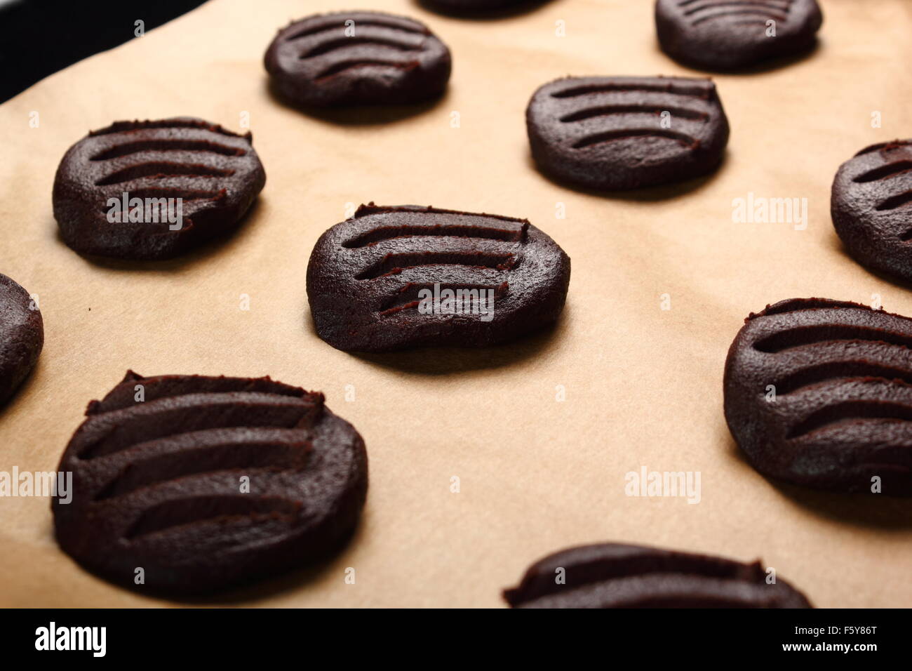 Raw cookies before baking. Making Chocolate Cookies Stock Photo - Alamy
