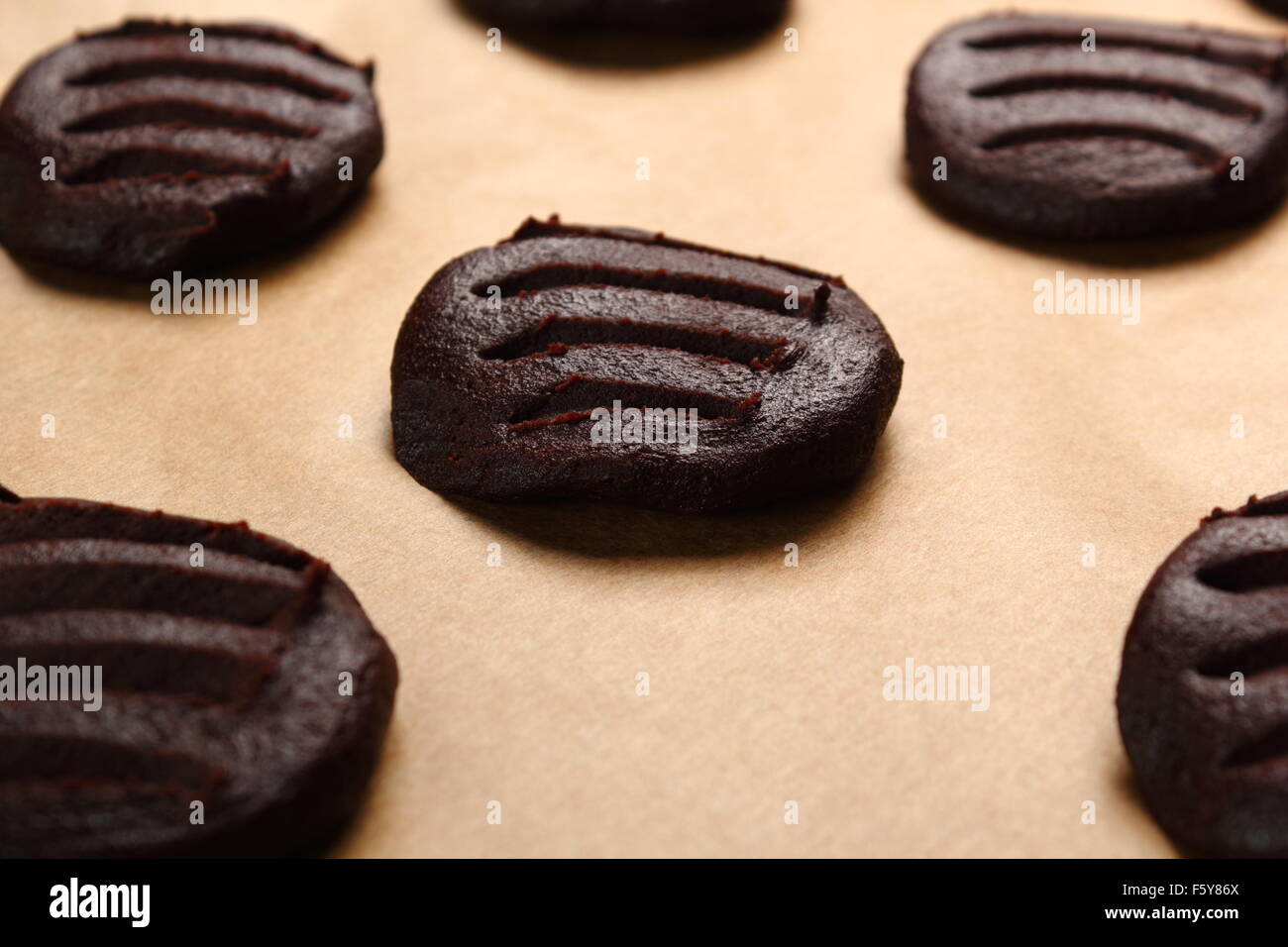 Raw cookies before baking. Making Chocolate Cookies Stock Photo - Alamy