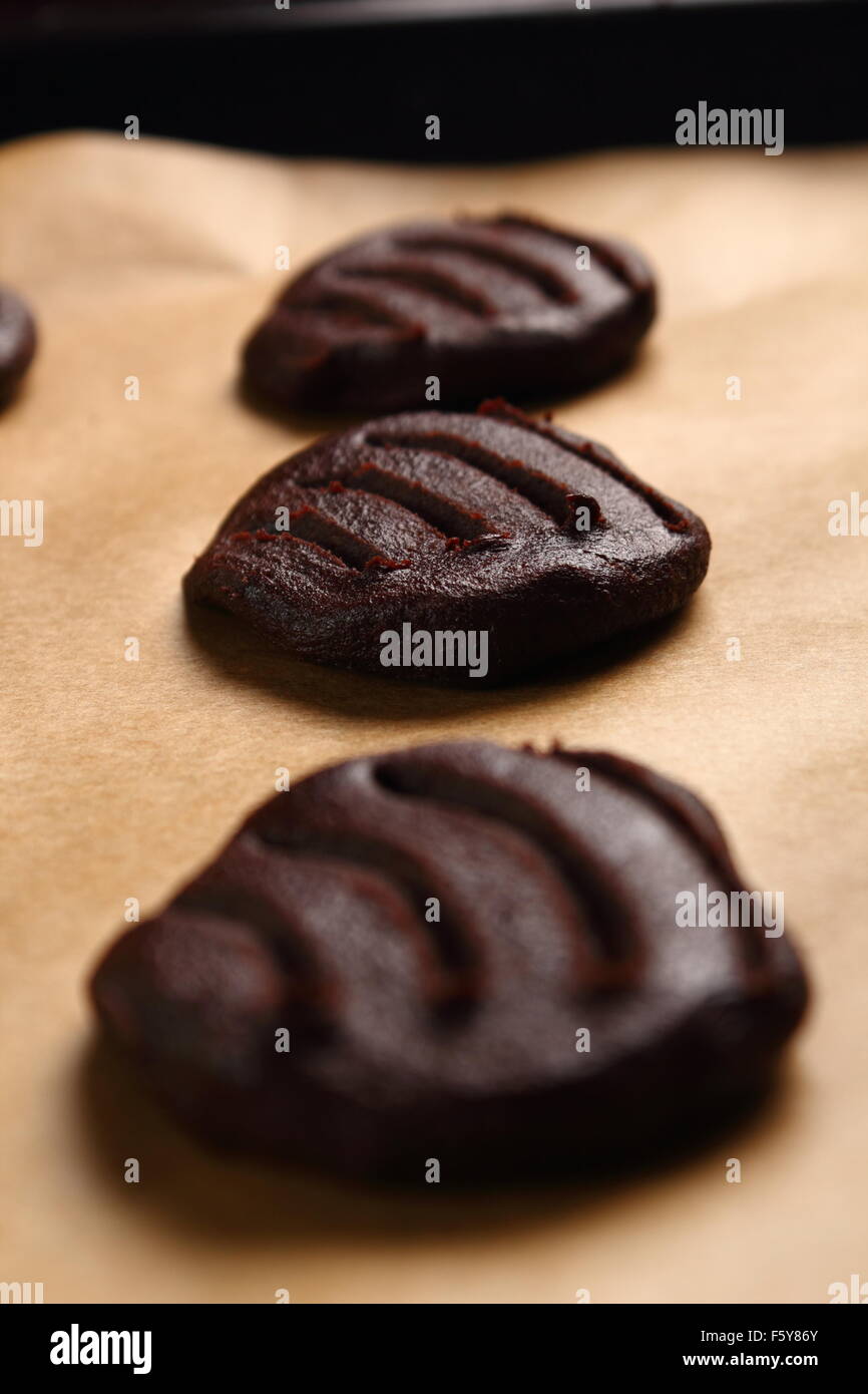 Raw cookies before baking. Making Chocolate Cookies Stock Photo - Alamy