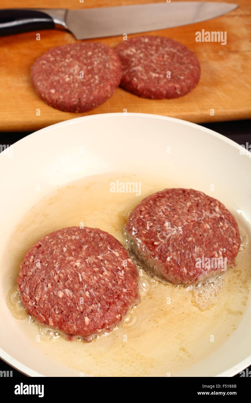 Frying Burger Beef Patty Stock Photo - Alamy