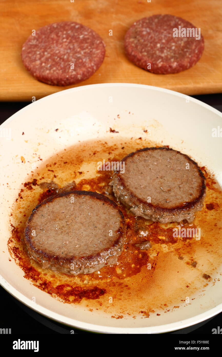 Frying Burger Beef Patty Stock Photo - Alamy